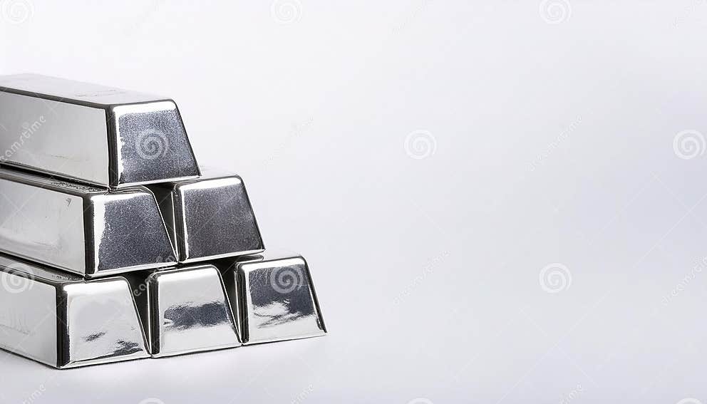Stack of Silver Bullion Bars. the Flat, Rectangular Shape of Silver ...