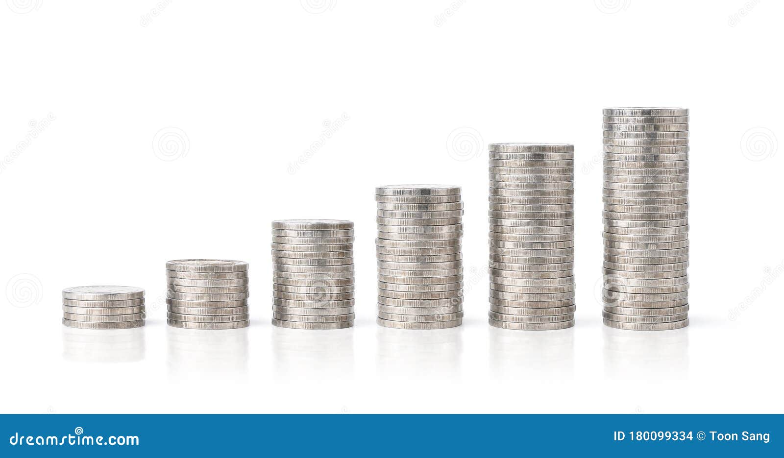 Stack of silver coin stock photo. Image of diagram, grow - 180099334