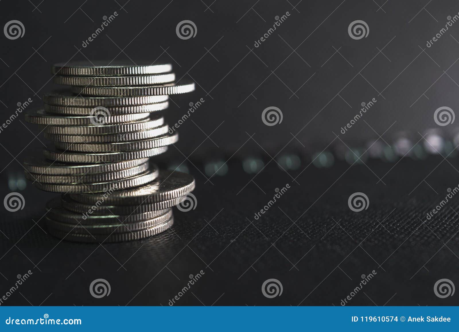 Stack of Silver Coins on Black Stock Photo - Image of concept, deposit ...