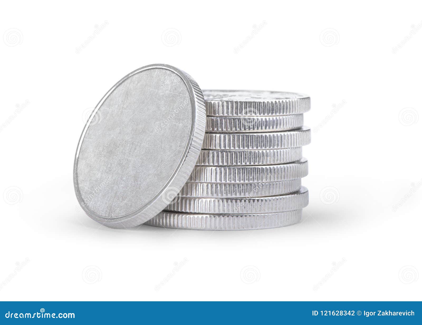 Stack of Silver Coins Isolated Stock Photo - Image of banking, isolated ...