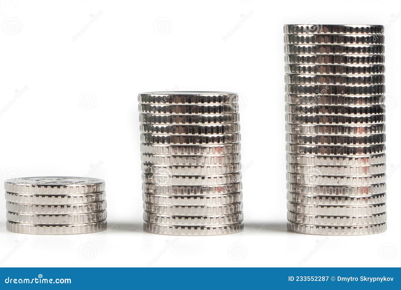 Stack of Silver Coins Isolated on White Background Stock Image - Image ...