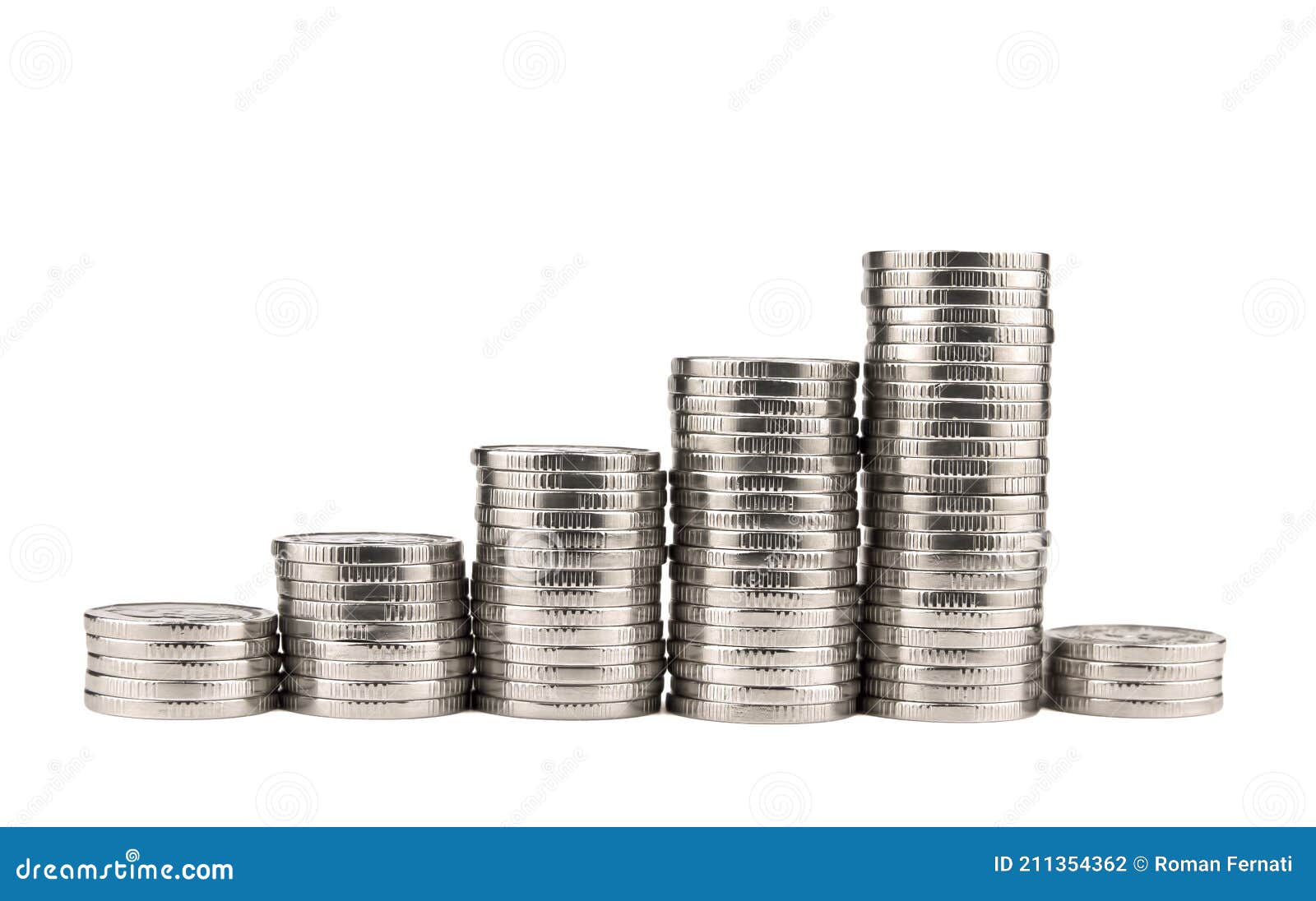 Stack of Silver Coins Isolated on White Background Stock Photo - Image ...