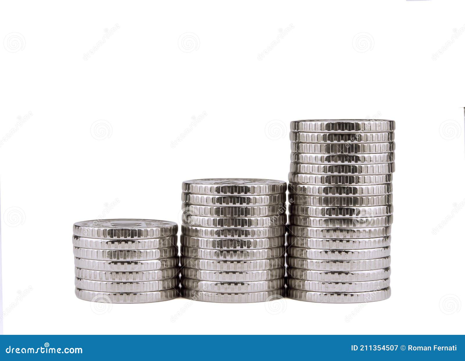 Stack of Silver Coins Isolated on White Background Stock Image - Image ...