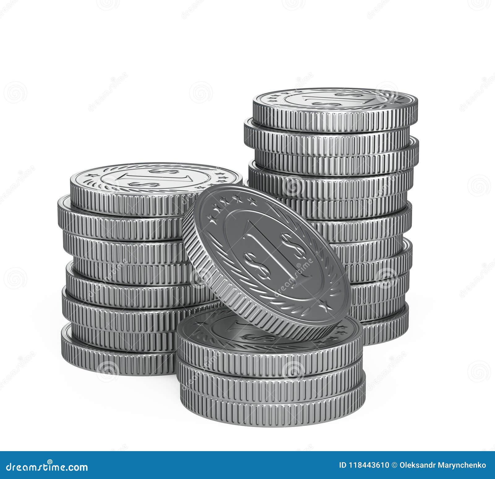 Stack of Silver Coins. Money Award Concept Stock Illustration ...