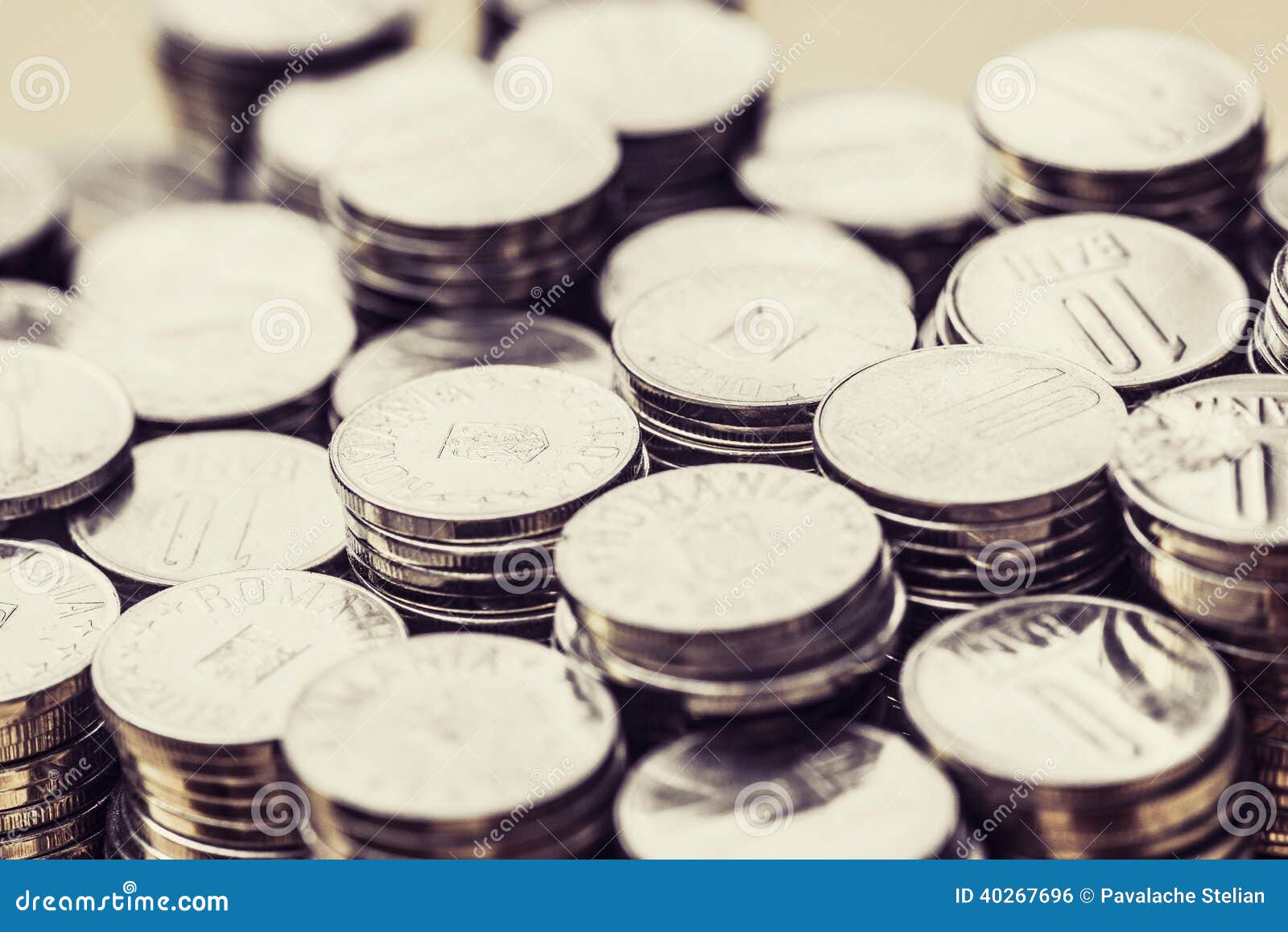 Stack of Silver Coins Money Stock Photo - Image of change, banking ...