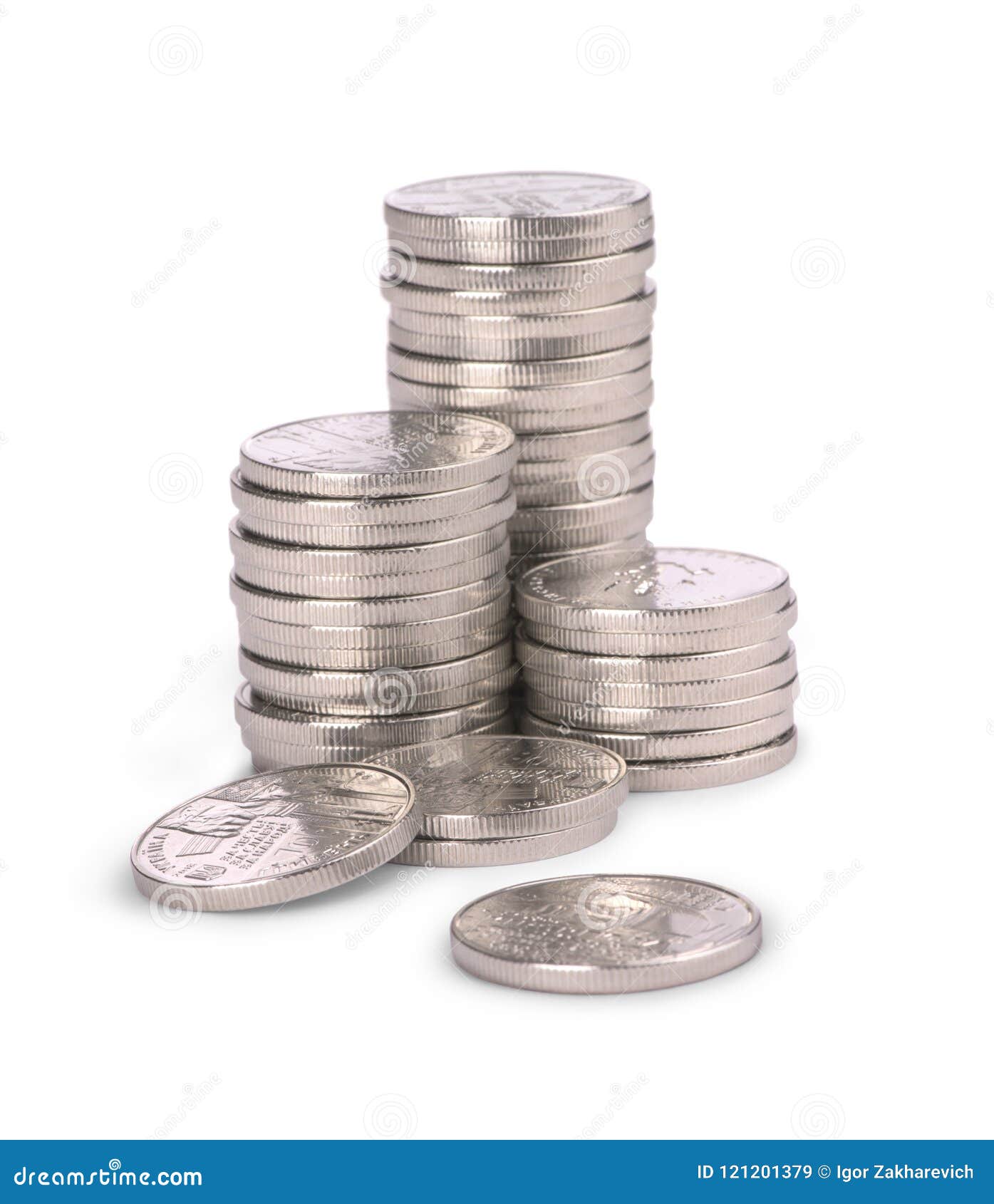 Stack of silver coins stock image. Image of savings - 121201379