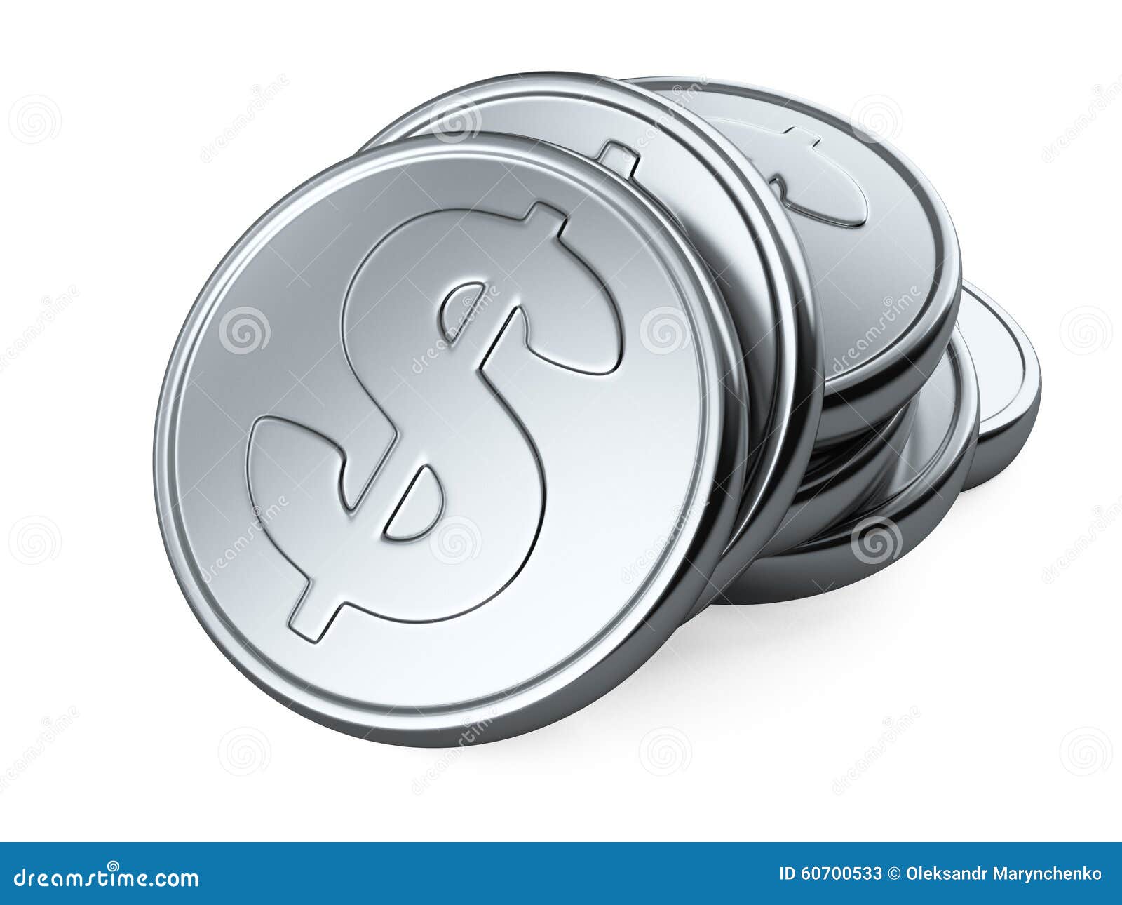 Stack of Silver Coins on White Stock Illustration - Illustration of ...