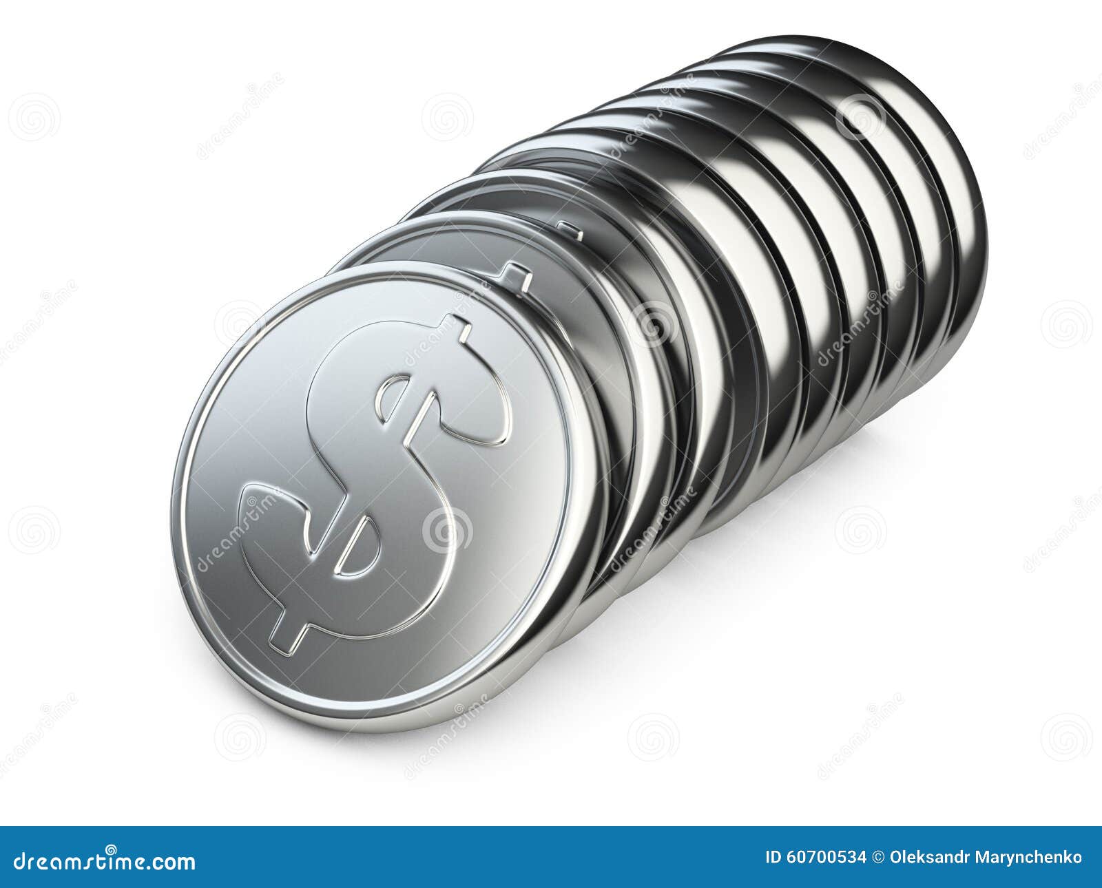 Stack of Silver Coins on White Stock Illustration - Illustration of ...