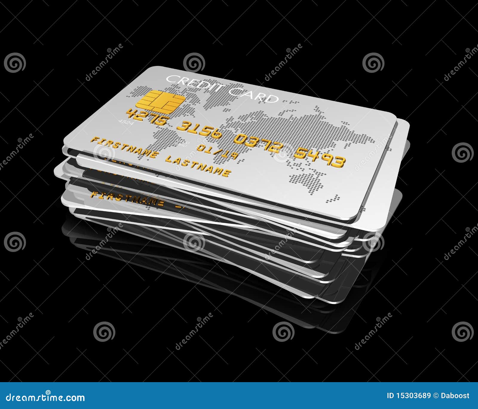 Stack of Silver Credit Cards Stock Illustration - Illustration of ...