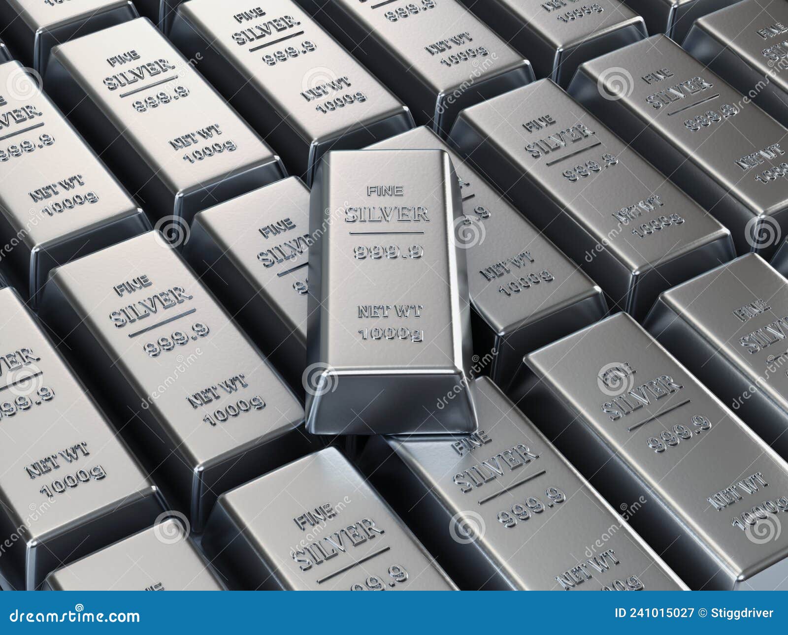 Stack of Silver Ingots 3d Render Stock Illustration - Illustration of ...
