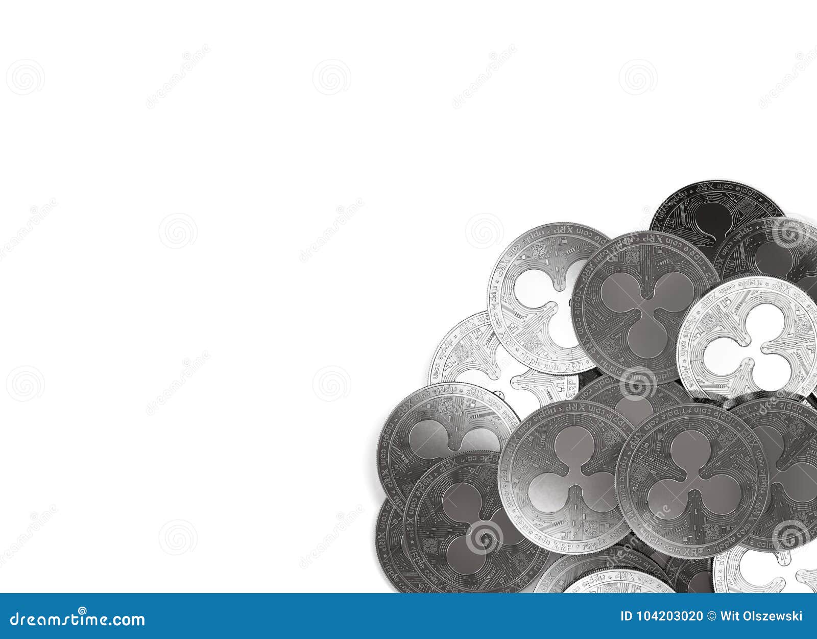 Stack of Silver Ripple Coins in Bottom-right Corner Isolated Stock ...