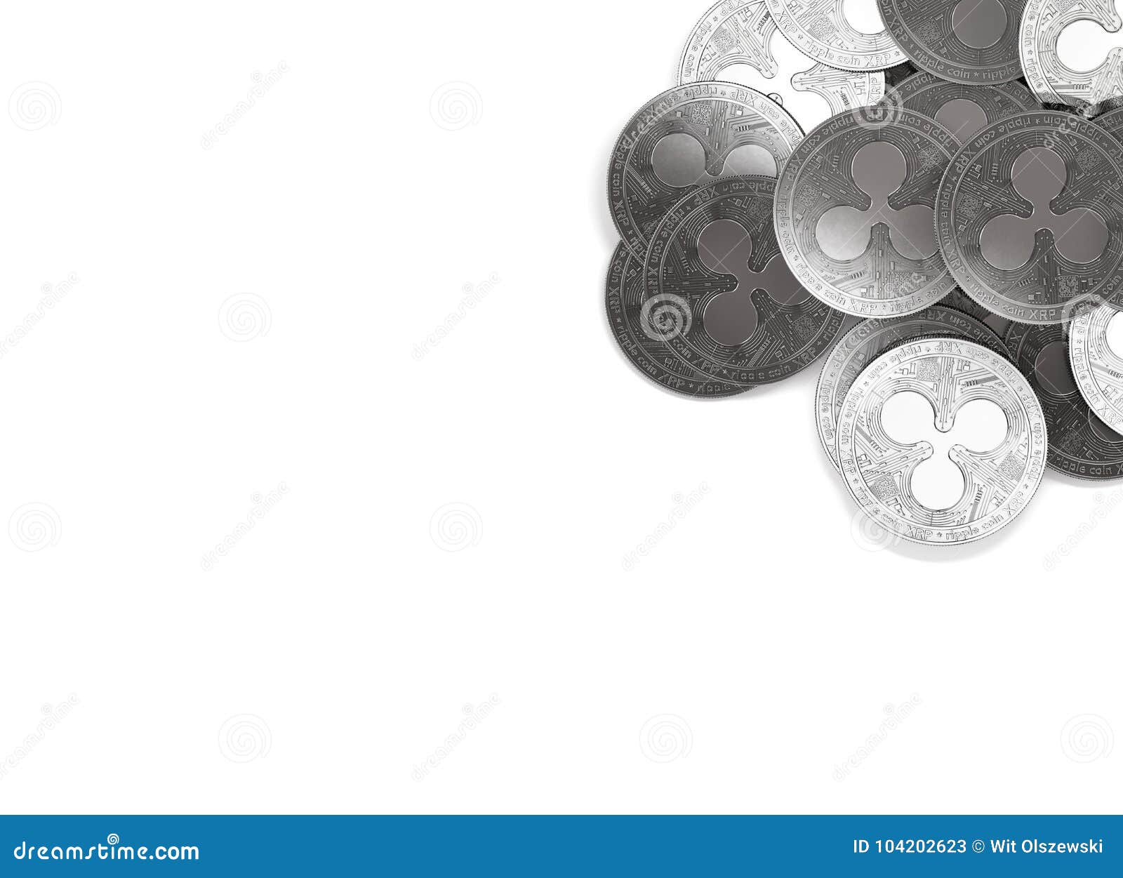 Silver Ripple XRP Coin Isolated White Background. New Virtual Money 3D ...