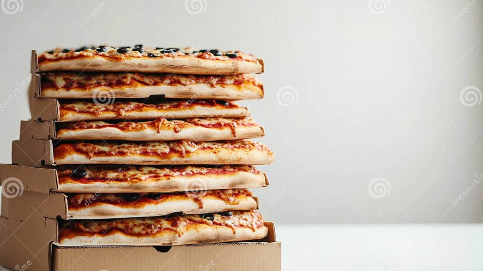 A Stack of Six Pizzas Sitting on Top of Each Other, AI Stock Photo ...