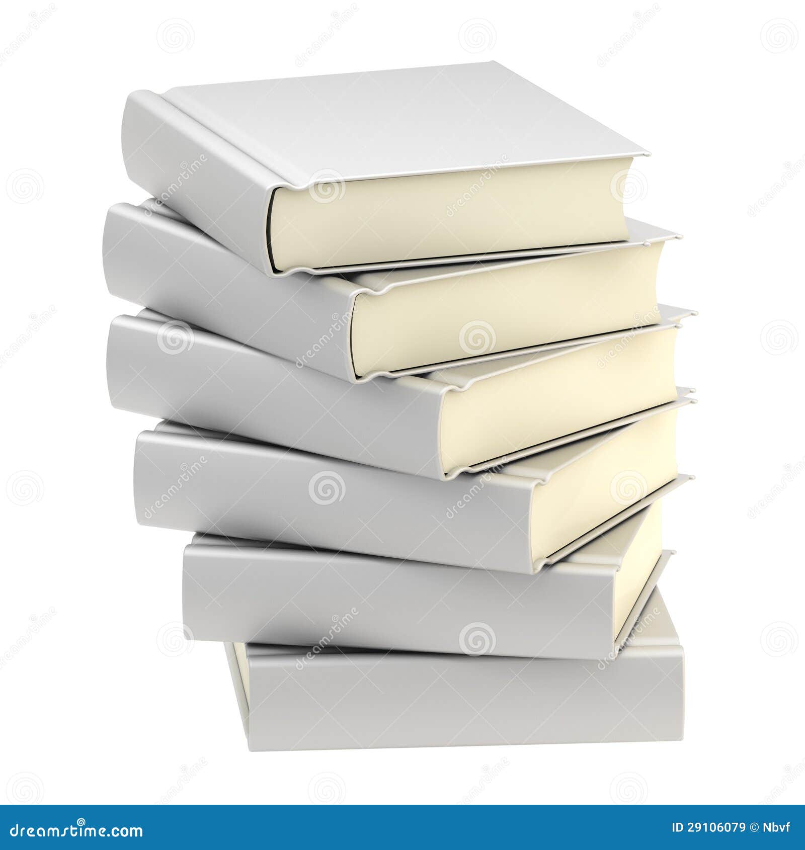 Stack of Six Silver Books Isolated Stock Illustration - Illustration of ...