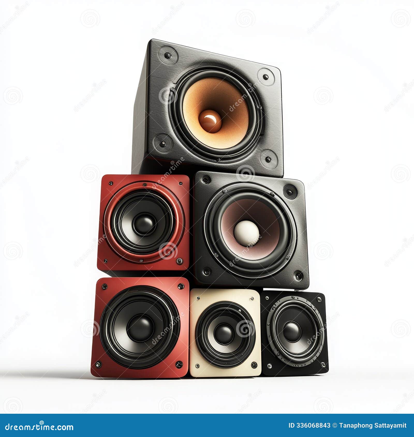 Colorful Stack of Speakers on White Background Stock Image - Image of ...