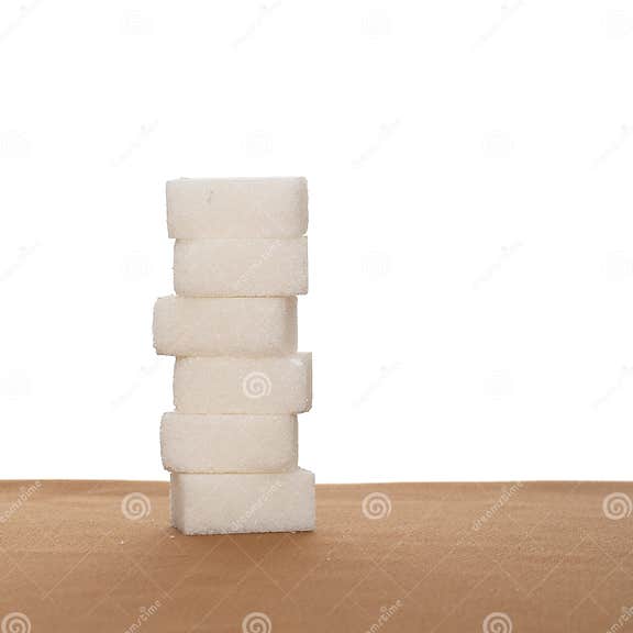 Stack of Six Sugar Cubes on Fabric, White Background. daily Recommended ...