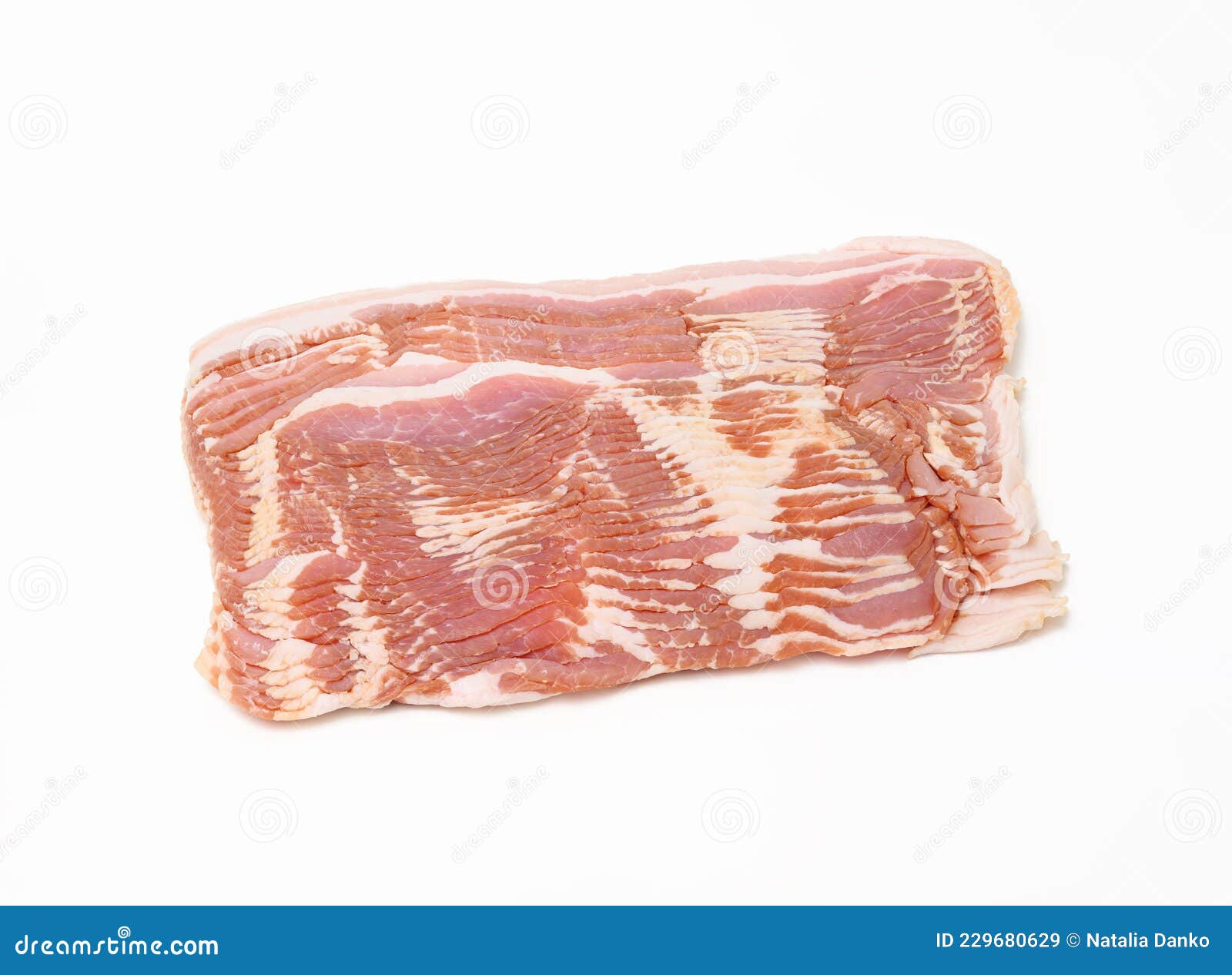 A Stack of Sliced Raw Bacon on a White Background Stock Image - Image ...