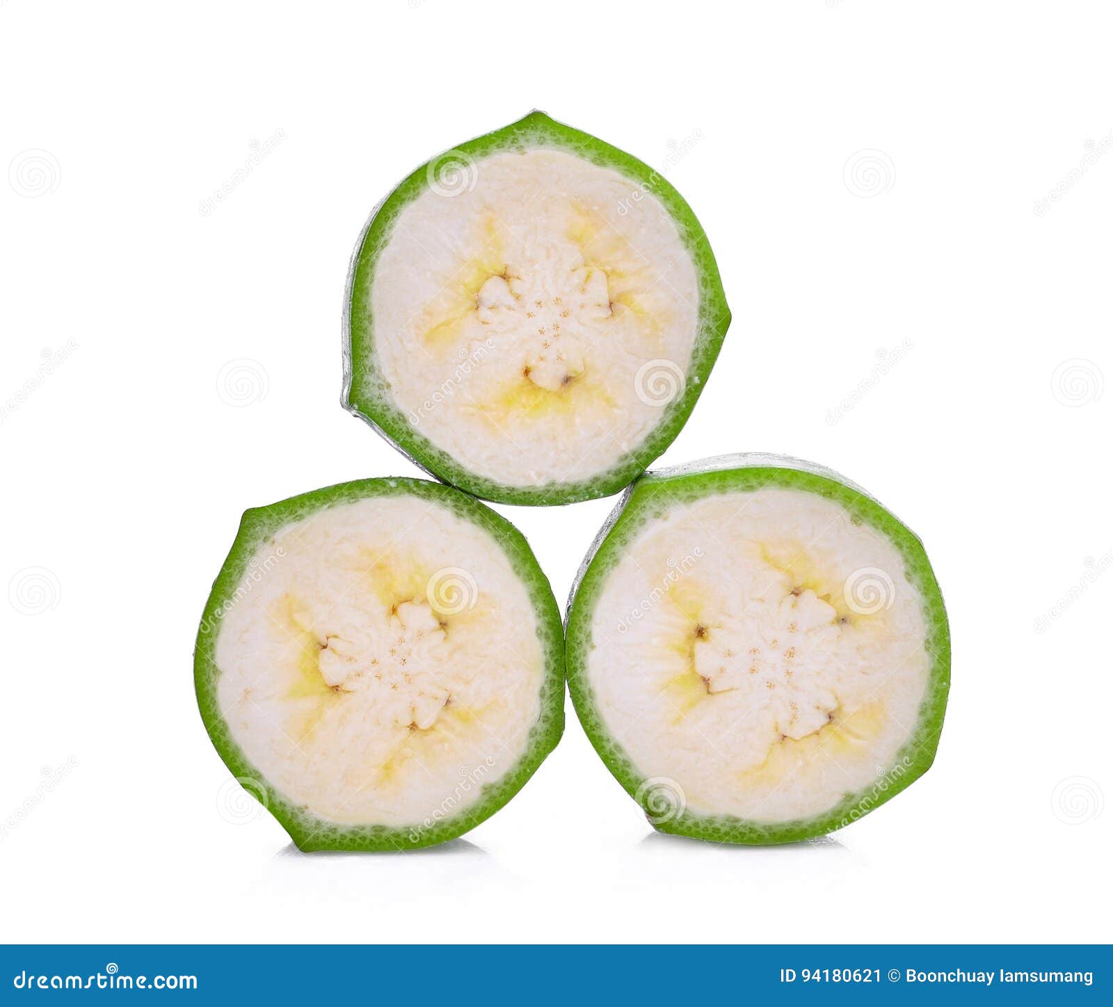Stack of Sliced Raw Green Banana Isolated on White Stock Image - Image ...