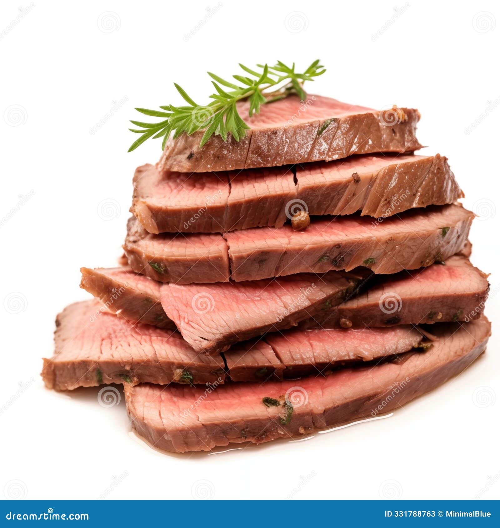Stack of Sliced Roast Beef with Herb Garnish Stock Illustration ...