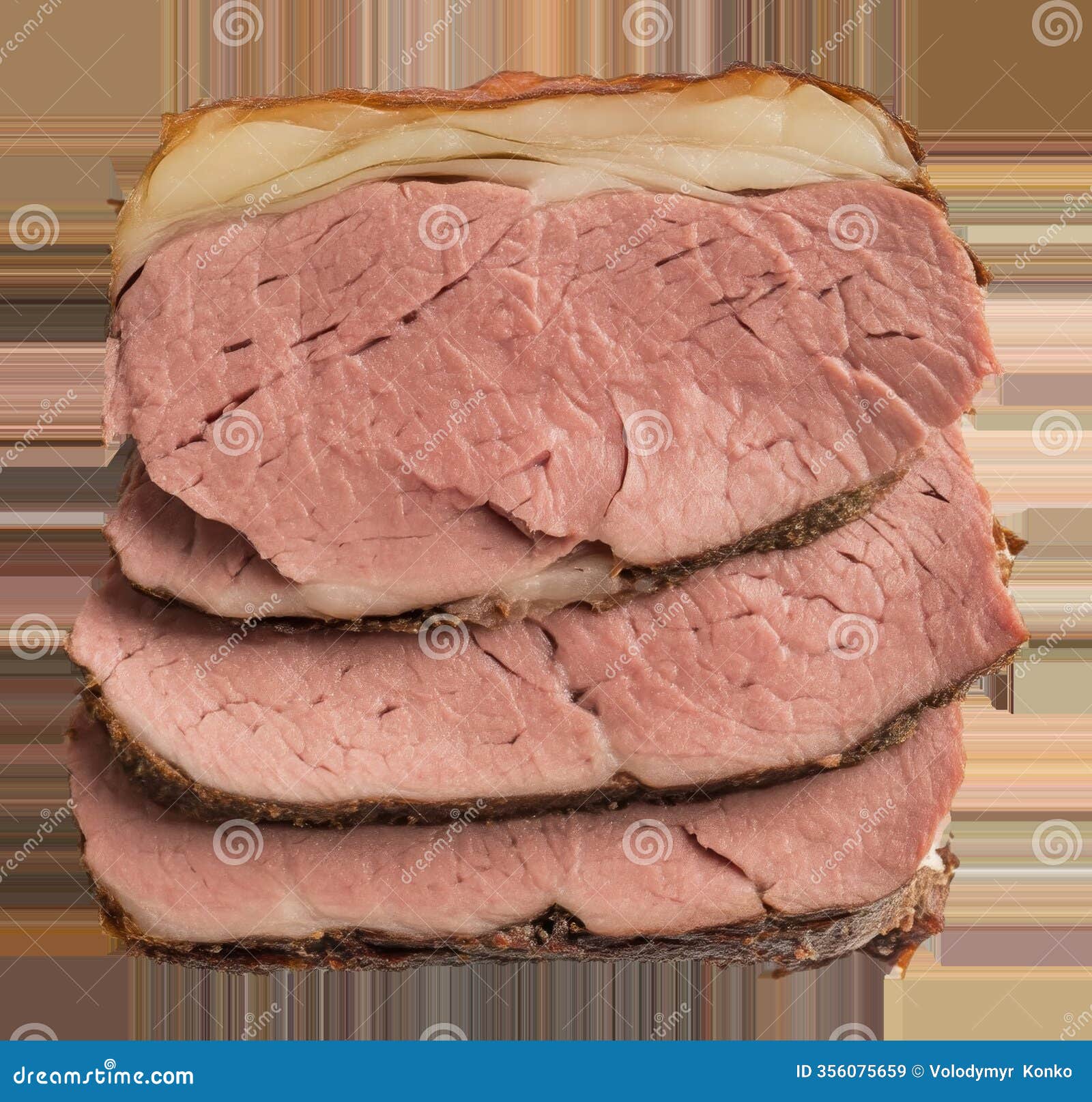 Stack of Sliced Roast Beef with Visible Texture and Marbling, Culinary ...