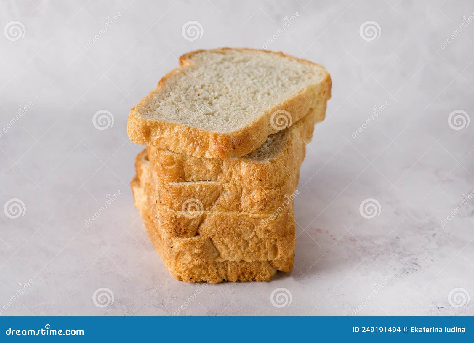 Stack of Sliced White Bread on Gray Background Horizontal Stock Photo ...