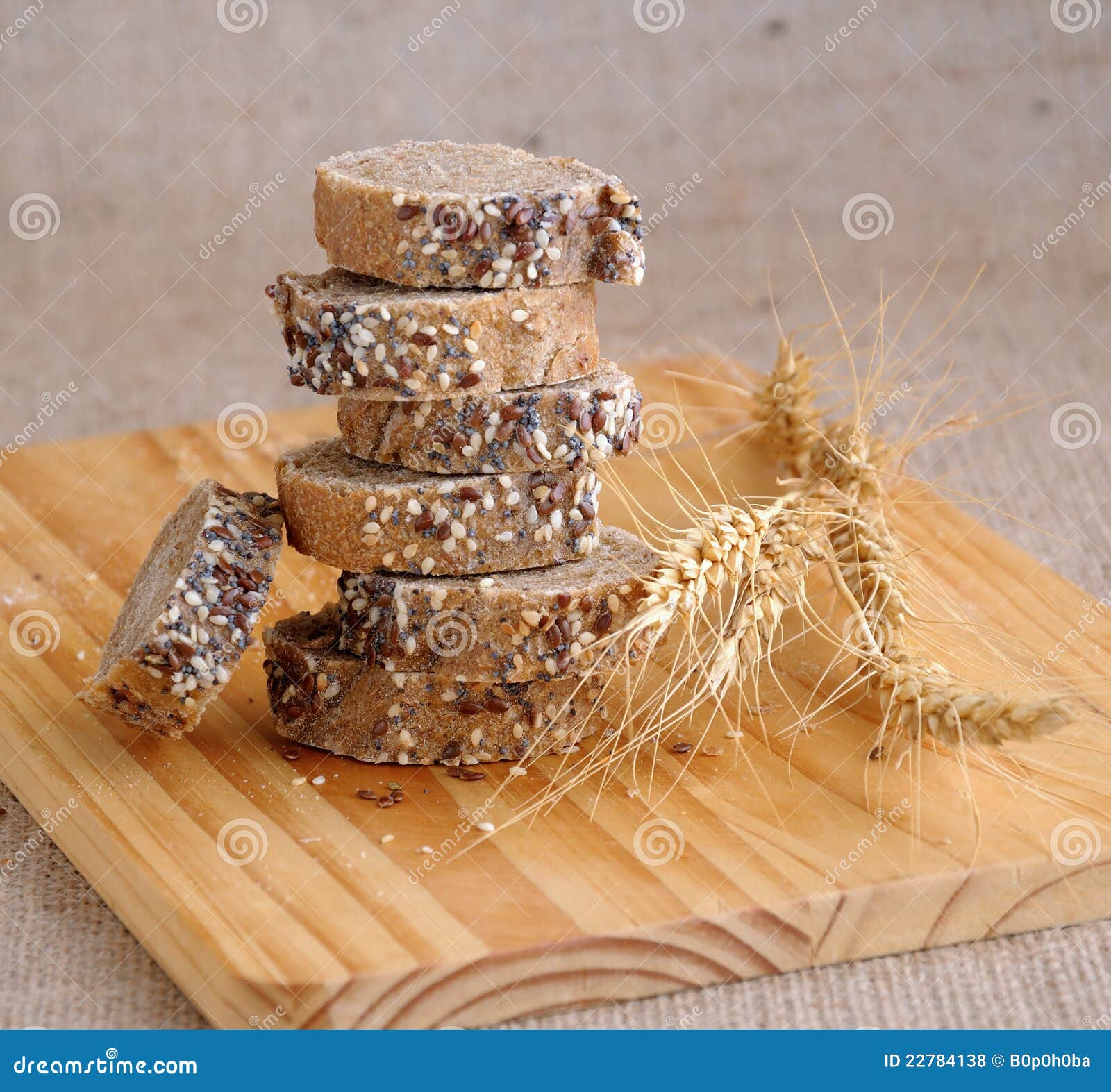 A Stack of Slices of Bread with Grains Stock Photo - Image of bread ...