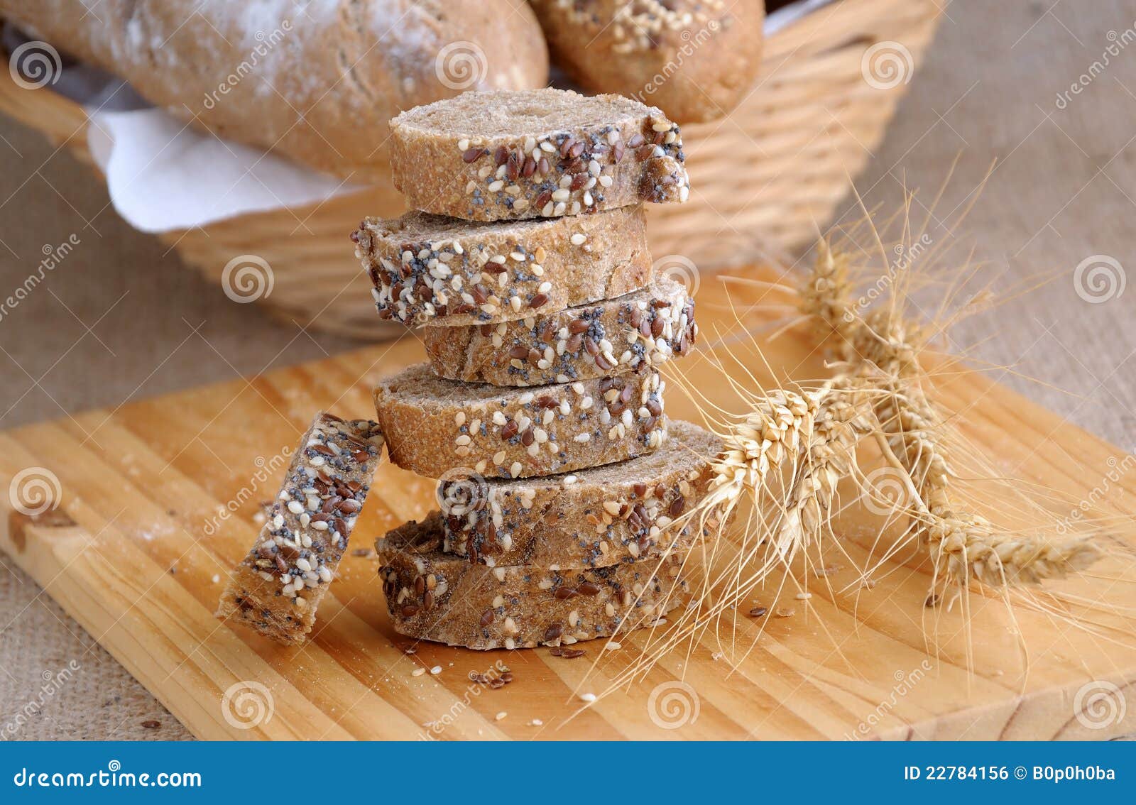 A Stack of Slices of Bread with Grains Stock Photo - Image of bakery ...