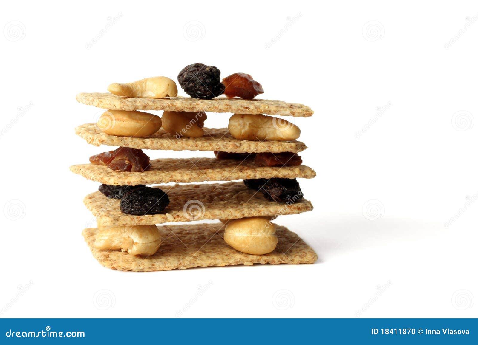 Stack of Slices Crispbread with Nuts Stock Photo - Image of bread ...