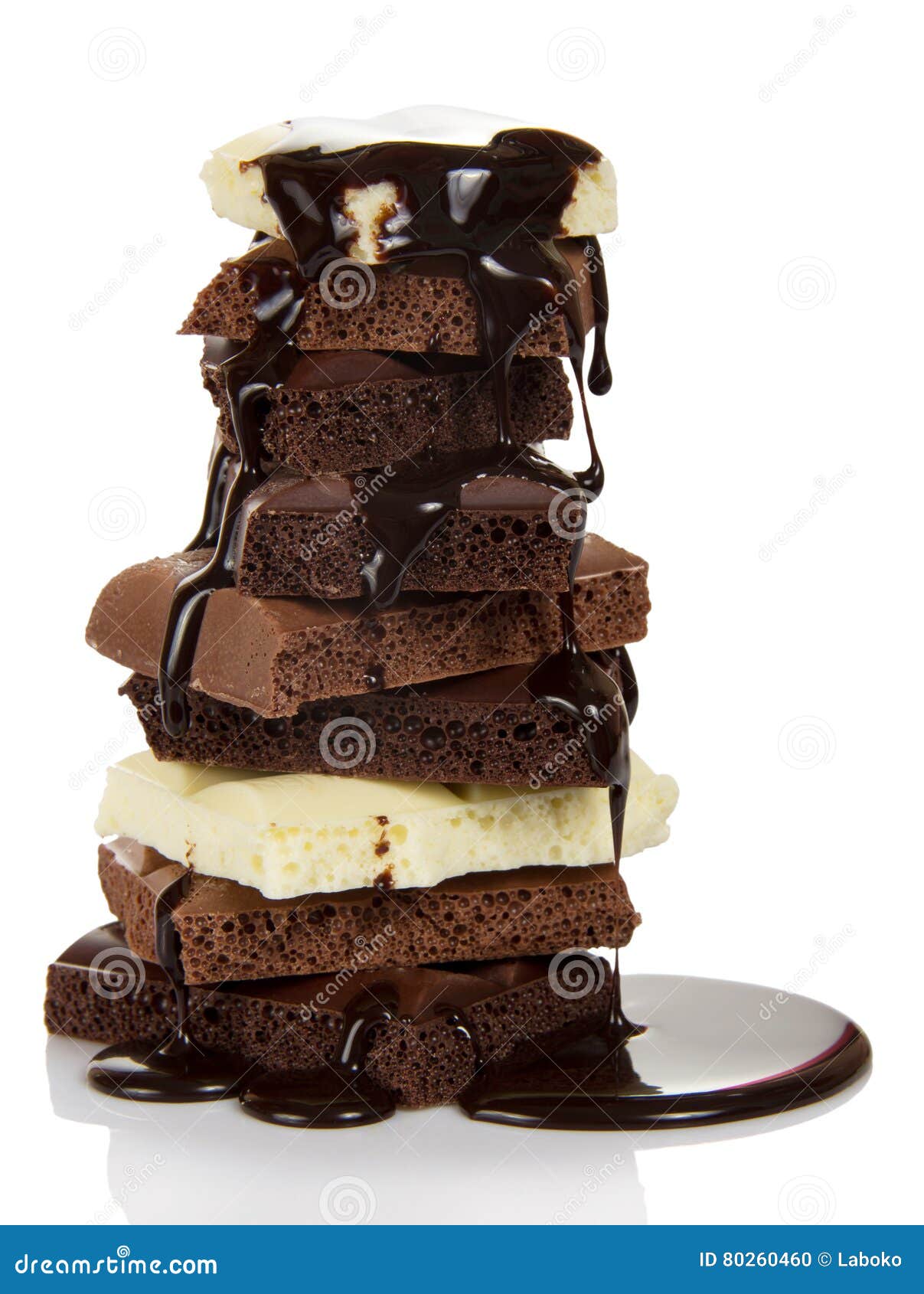 Stack Slices Porous Black, White Chocolate Sprinkled with Hot Isolated ...