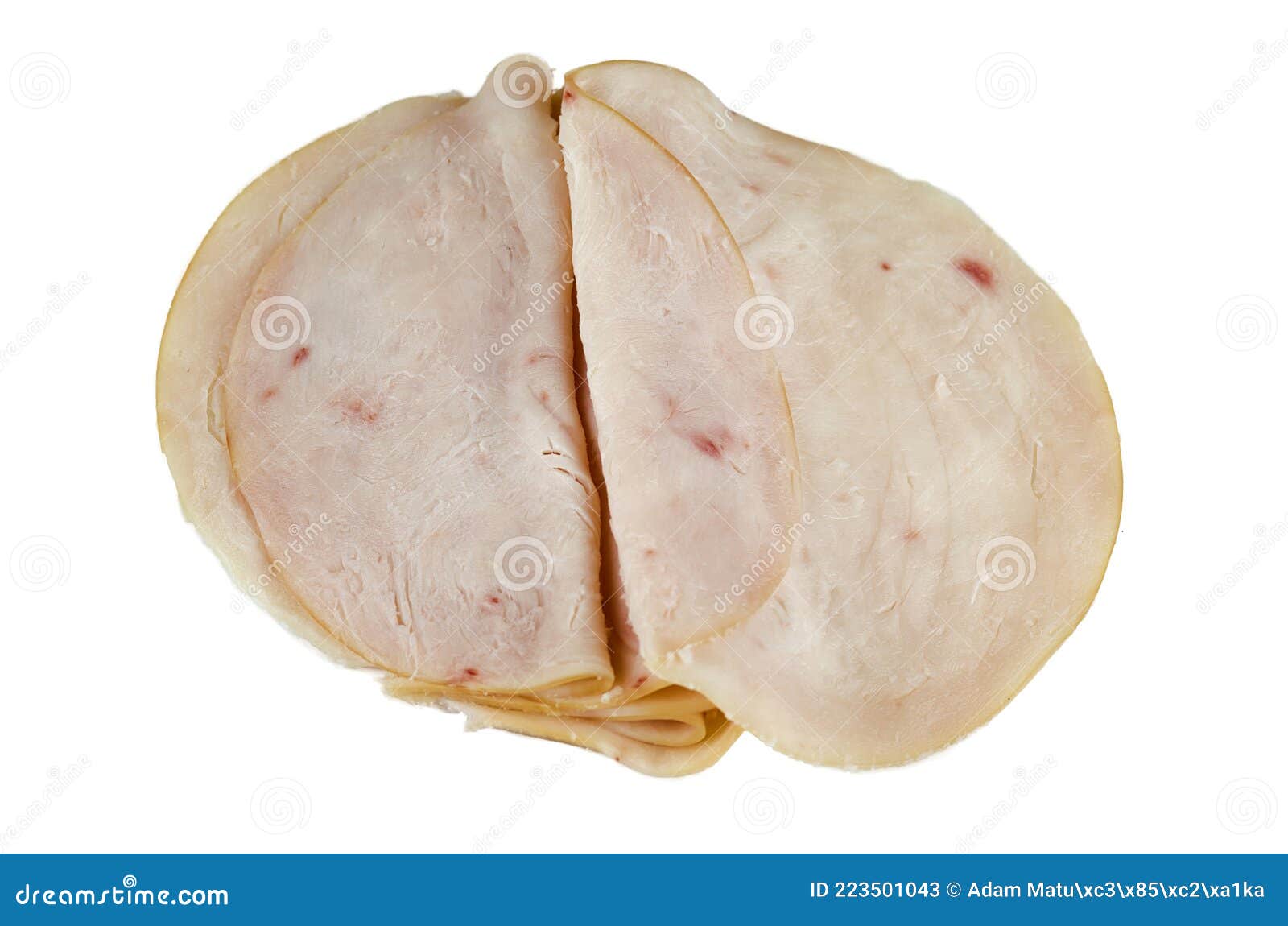 A Stack of Slices of Turkey Ham Isolated on White. Stock Image - Image ...