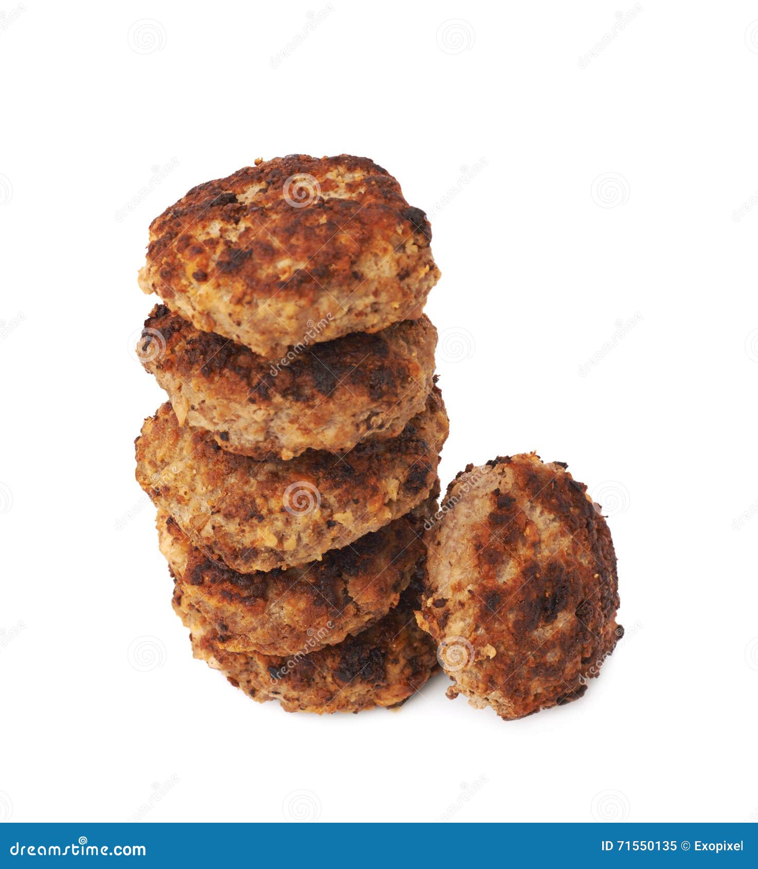 Stack of Small Hand Made Cutlets Isolated Over White Background Stock ...
