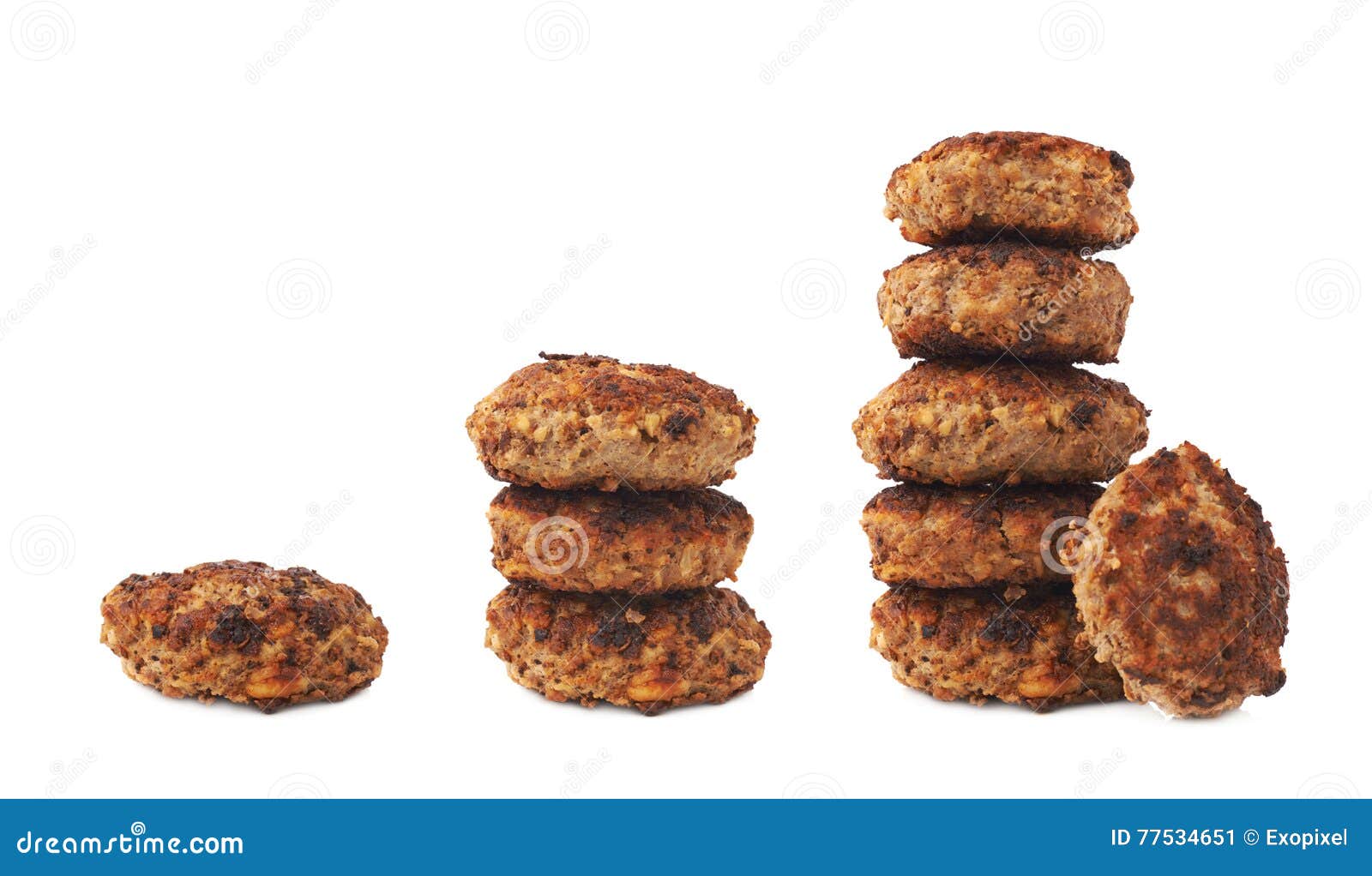 Stack of Small Hand Made Cutlets Isolated Over White Background Stock ...