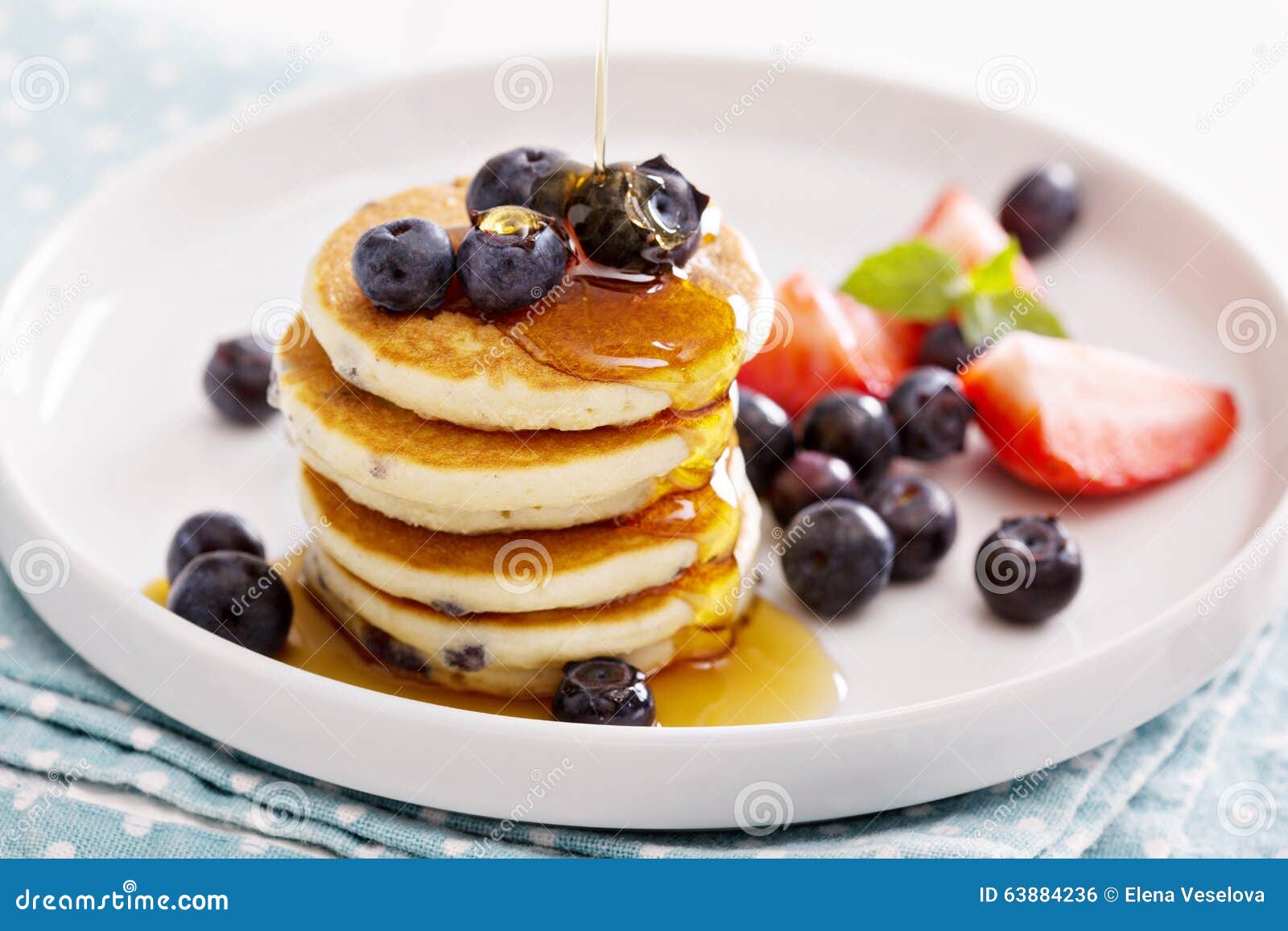 Stack of Small Pancakes with Fresh Berries Stock Photo - Image of cook ...