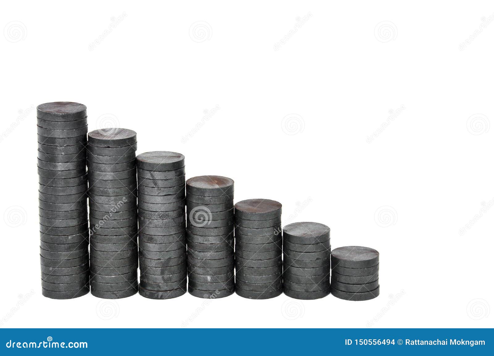 Stack of Small Round Magnet Isolated on White Background Stock ...
