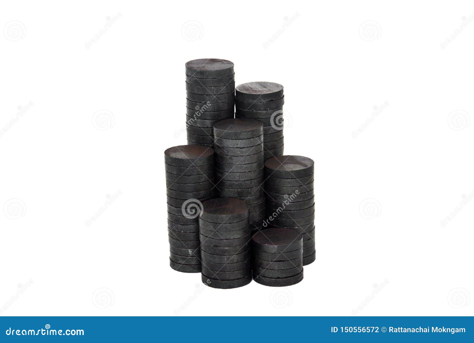Stack of Small Round Magnet Isolated on White Background Stock ...