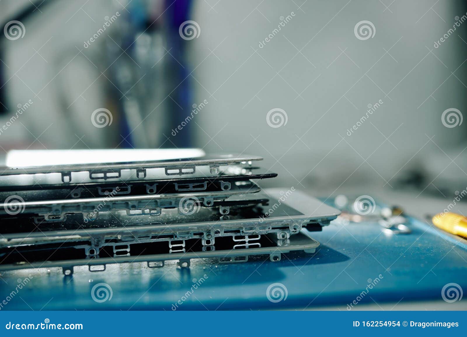 Stack of Smartphone Screens Stock Photo - Image of data, connection ...