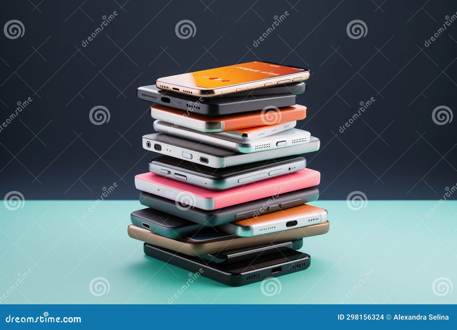 Stack of Smartphones and Electronic Devices. Resale of Old Gadgets ...
