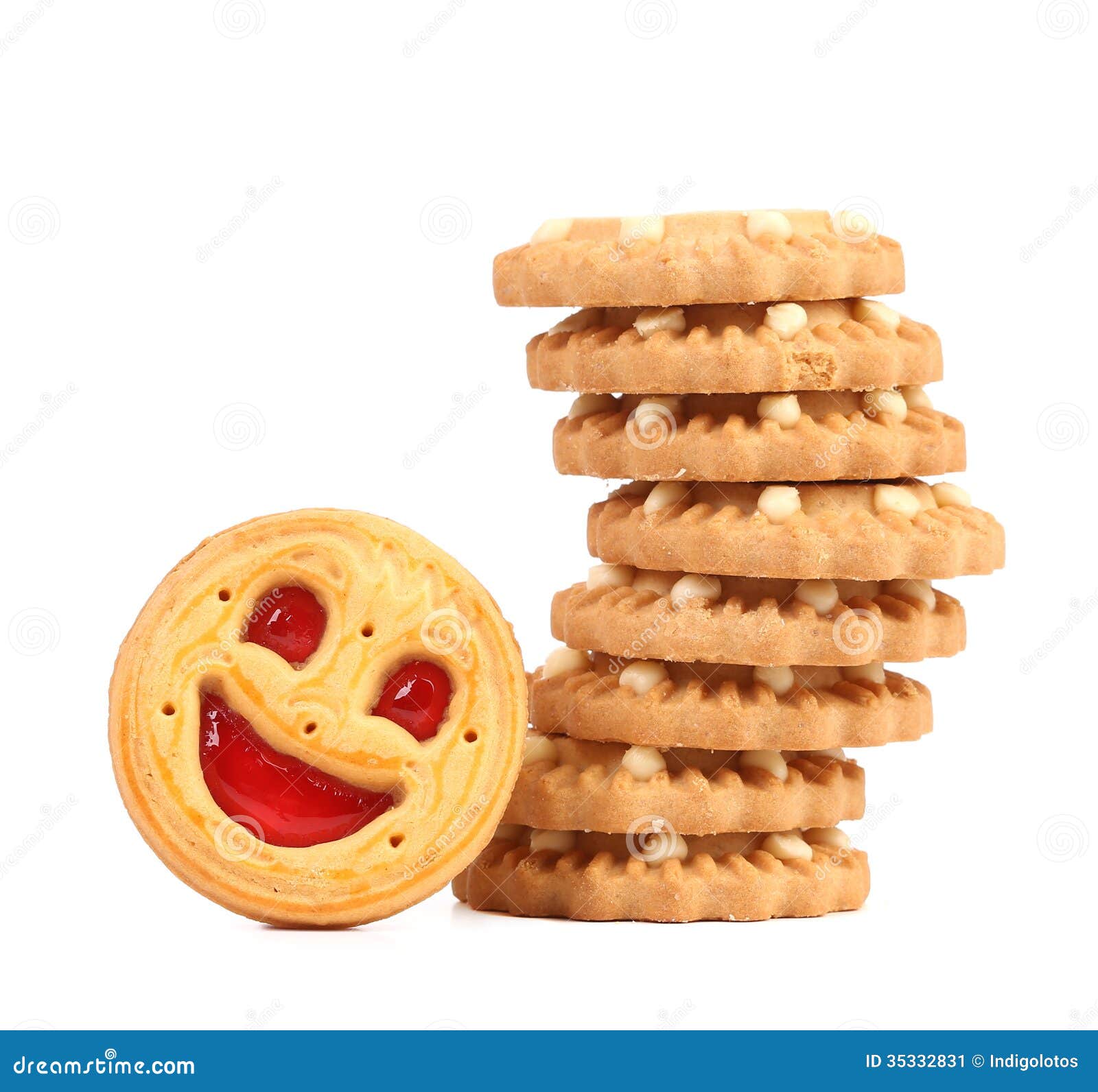 Stack of smile biscuits. stock image. Image of round - 35332831