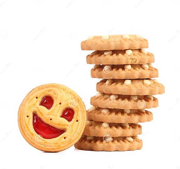 Stack of smile biscuits. stock image. Image of round - 35332831