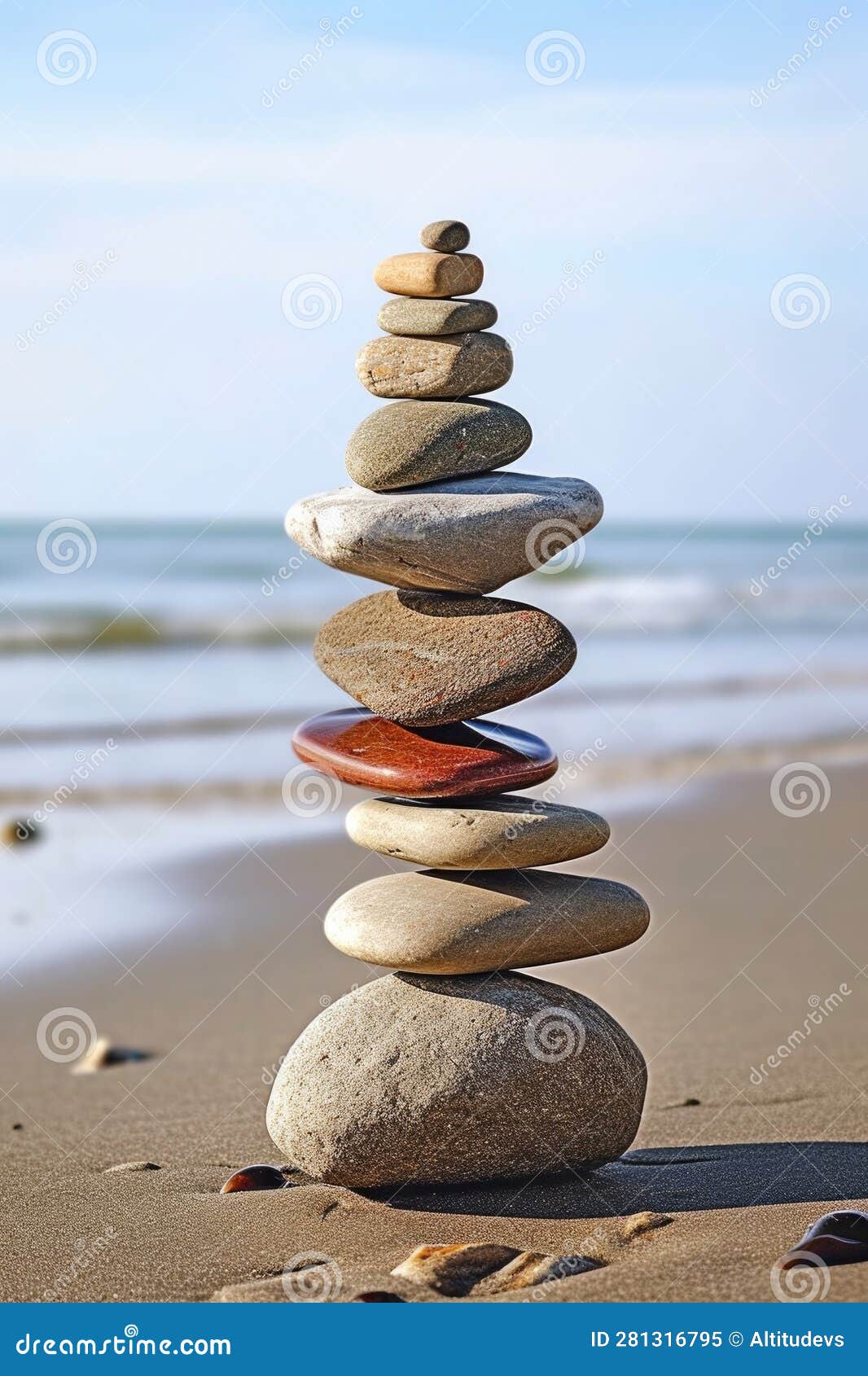 Stack of Smooth, Balanced Stones on a Beach Stock Illustration ...