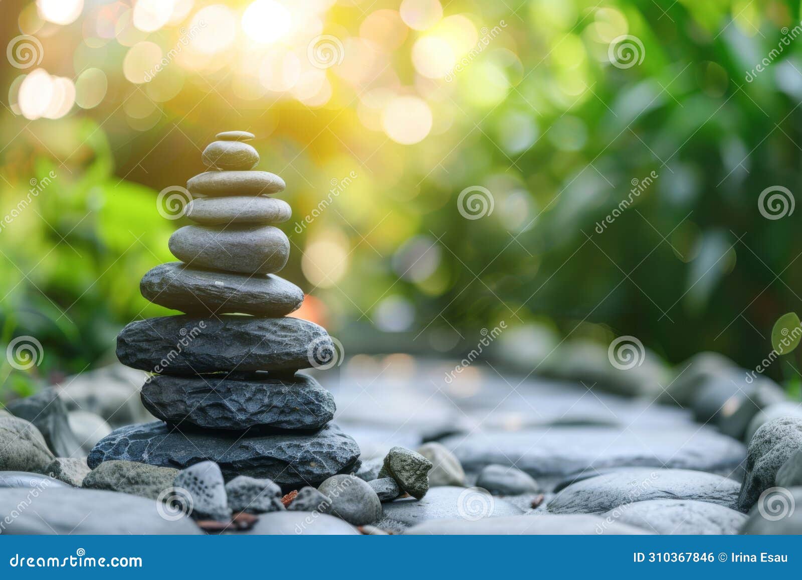 Stack of Smooth Grey Stones with Nature Backdrop Stock Photo - Image of ...