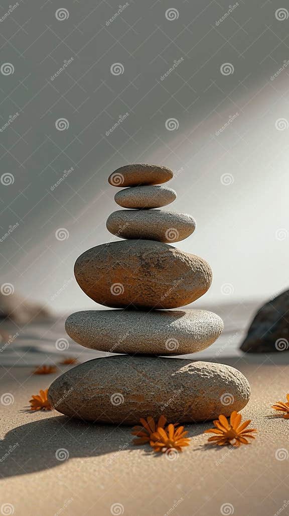 A Stack of Smooth Rocks Offers a Rustic and Calming Composition Stock ...