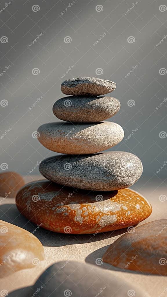 A Stack of Smooth Rocks Offers a Rustic and Calming Composition Stock ...