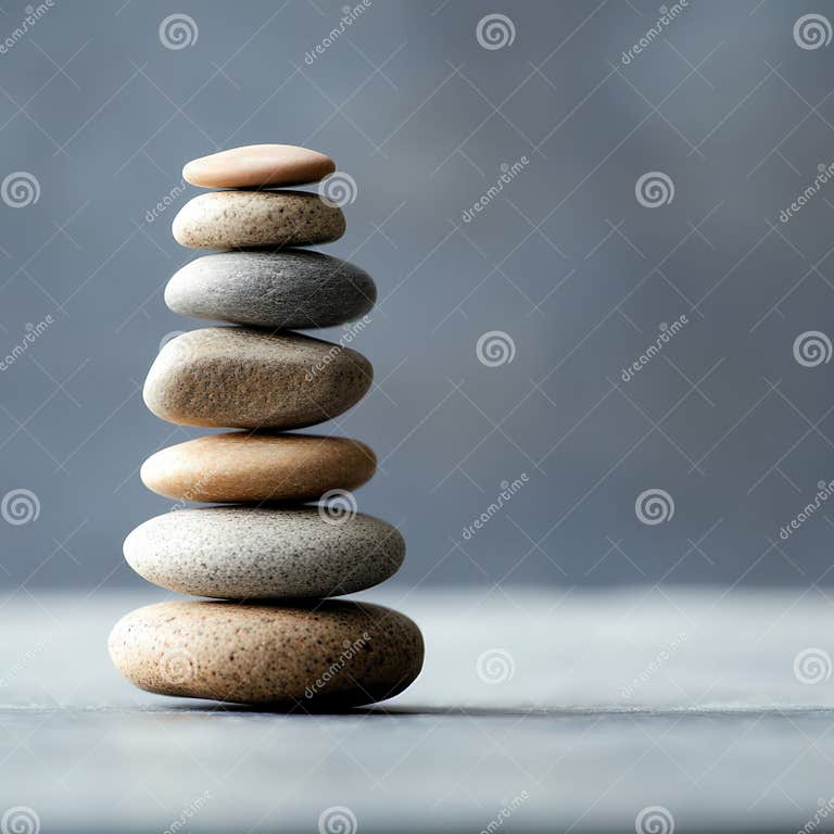 A Balanced Tower of Smooth Stones Against a Subtle Gray Background ...