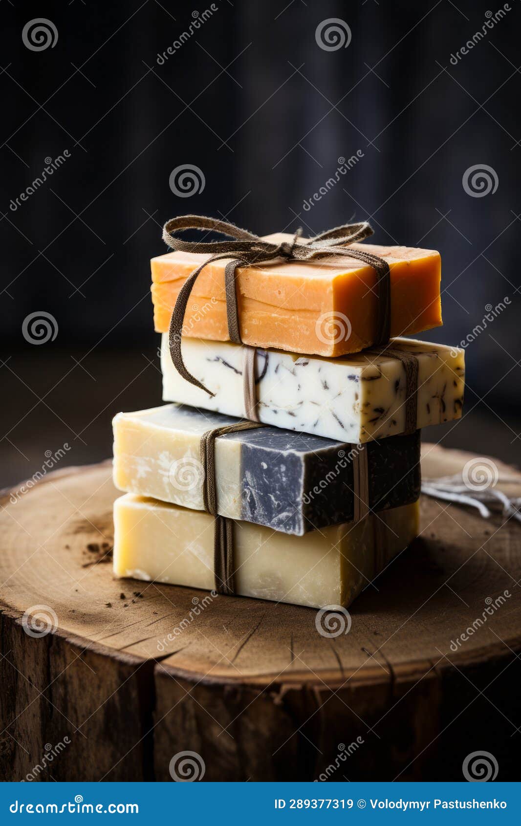 Stack of Soap Bars Sitting on Top of Wooden Slice. Generative AI Stock ...
