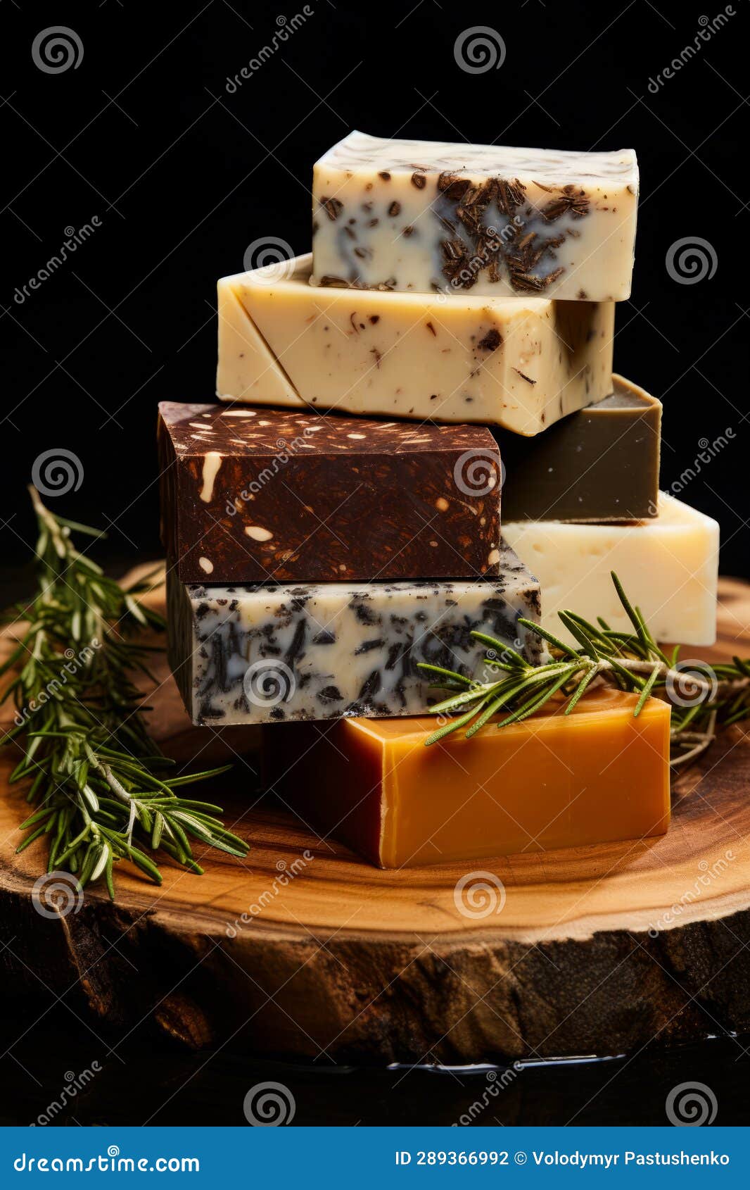 Stack of Soap Bars Sitting on Top of Wooden Slice. Generative AI Stock ...