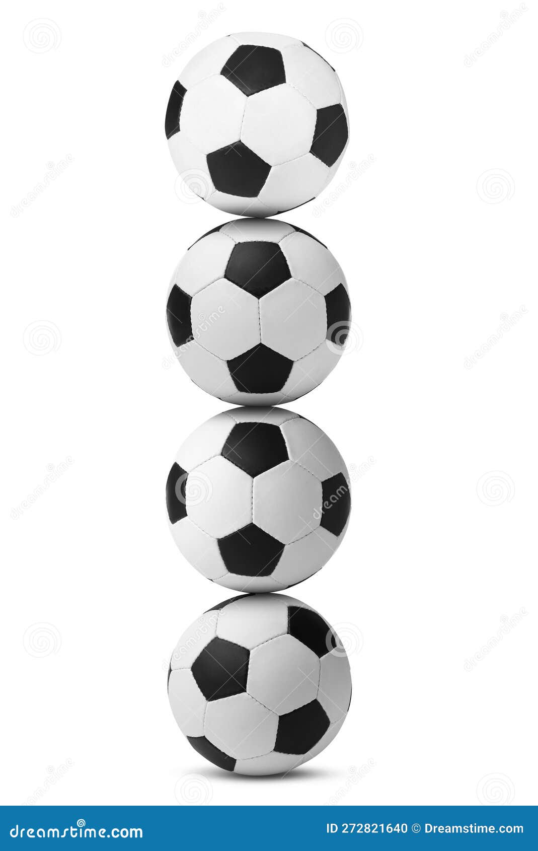 Stack of Soccer Balls on White Background Stock Photo - Image of game ...