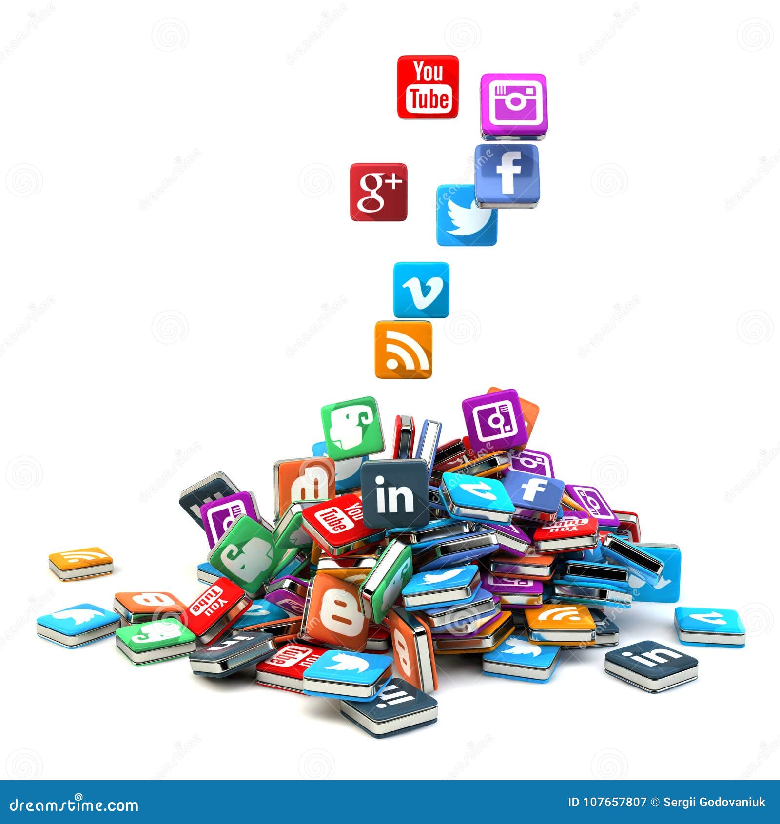 Stack of Social Network Pictograms Stock Illustration - Illustration of ...