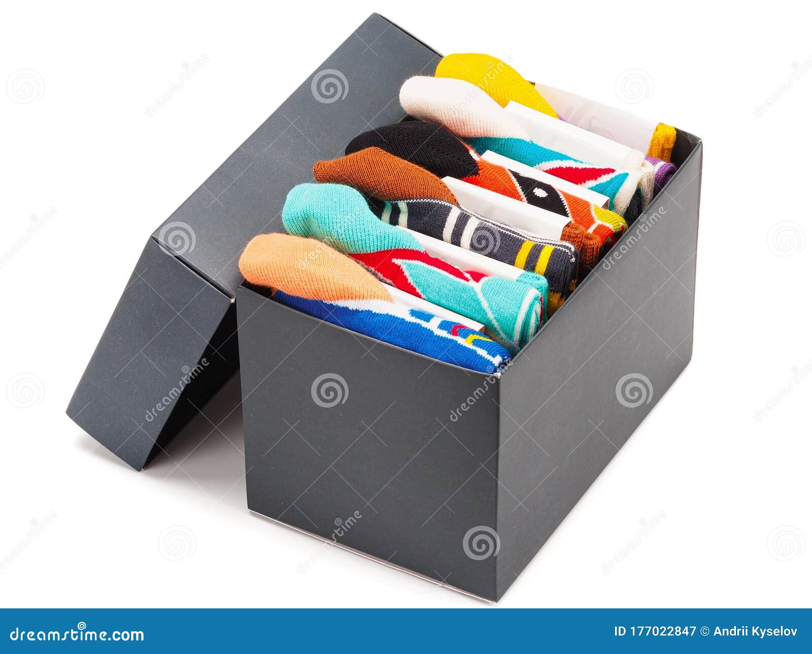 Stack of Socks in the Box Isolated on White Background. Stock Image ...
