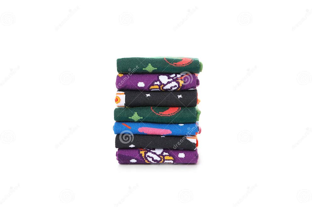Stack of Socks Isolated on White Background Stock Photo - Image of ...